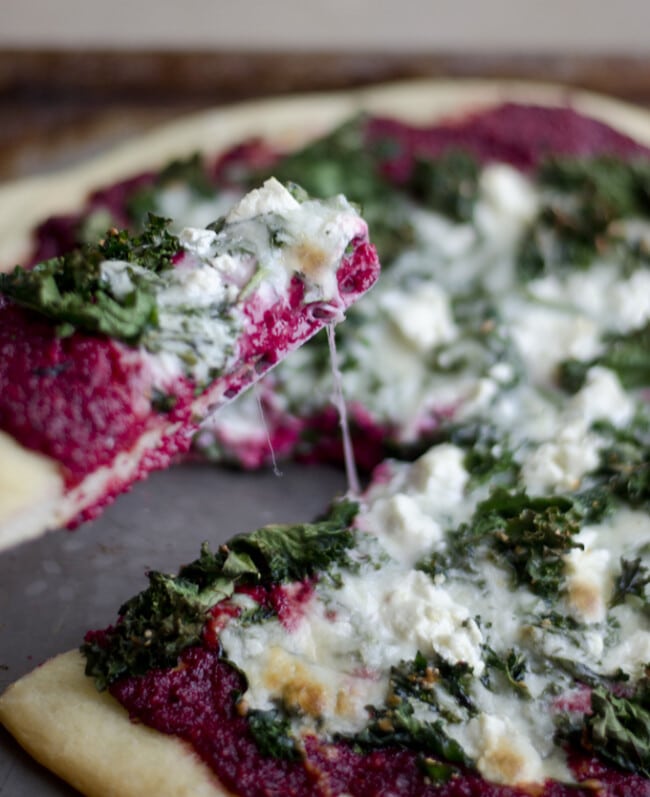 Beet Pesto Pizza with Goat Cheese & Kale | Live Eat Learn