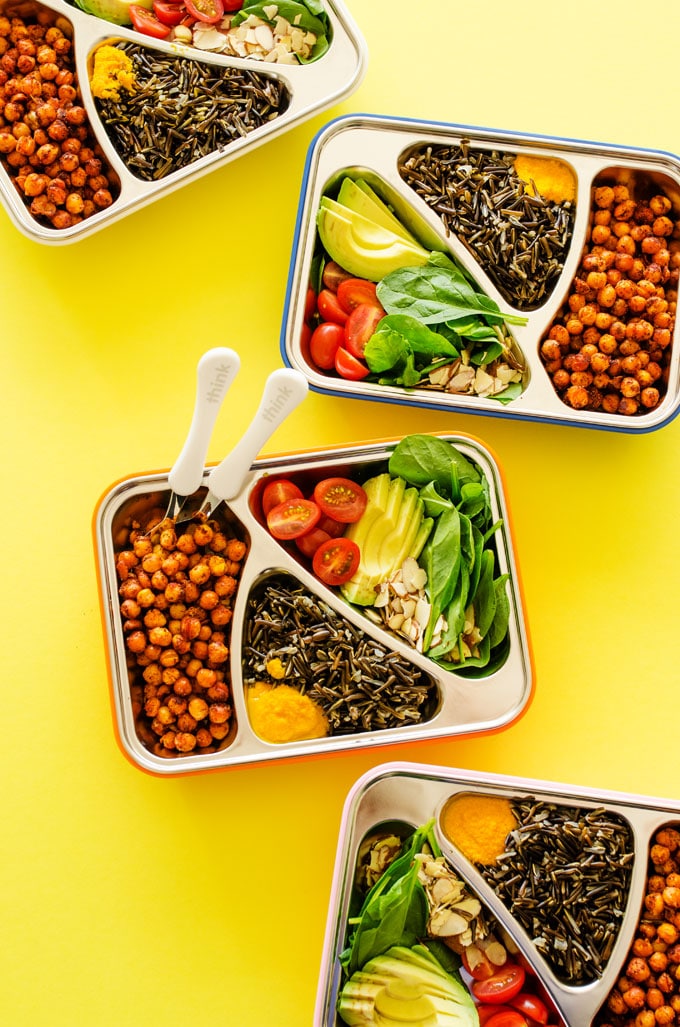 Vegetarian Meal Prep Roasted Chickpea Bowls W Carrot Ginger Dressing
