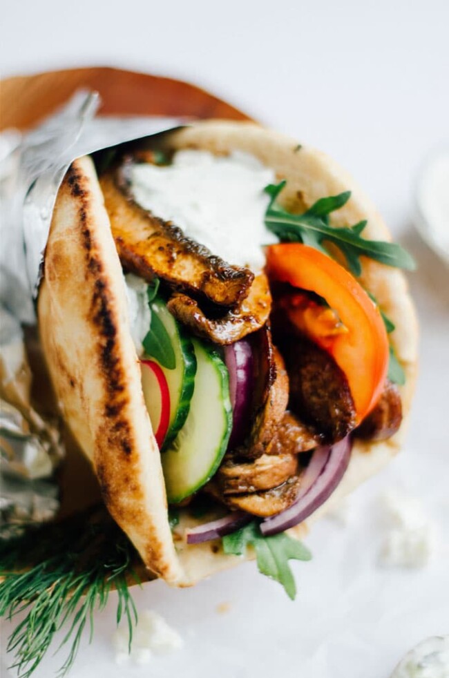 Vegetarian Portobello Mushroom Gyros (under 15 minutes to make)