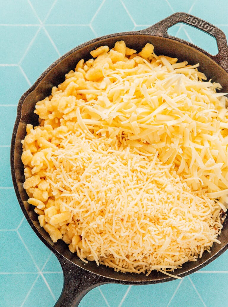 German Cheese Spaetzle Recipe (Kaesespaetzle) | Live Eat Learn