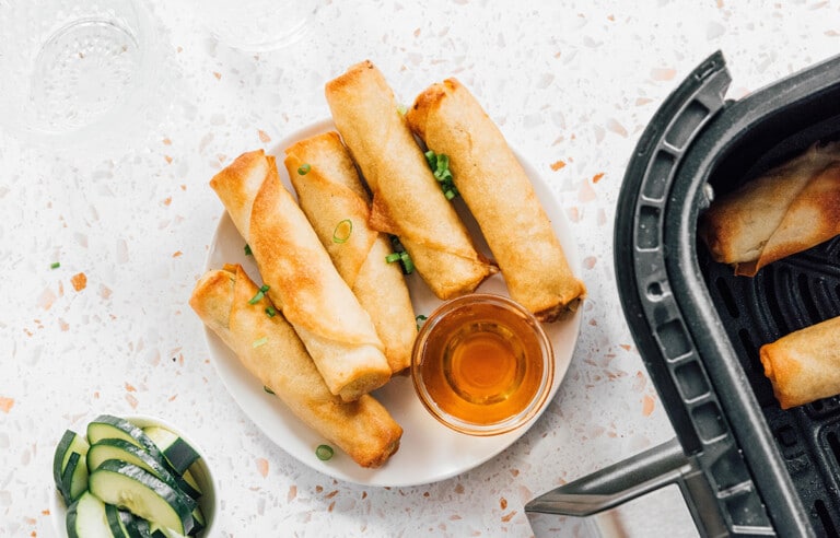 Crispiest Air Fryer Frozen Spring Rolls | Live Eat Learn