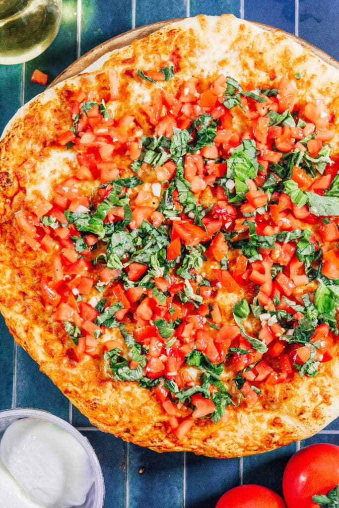 Bruschetta Pizza With Burrata | Live Eat Learn