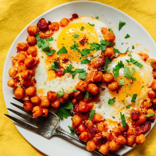 Smoky Chickpea Fried Eggs (4 Ingredients) | Live Eat Learn