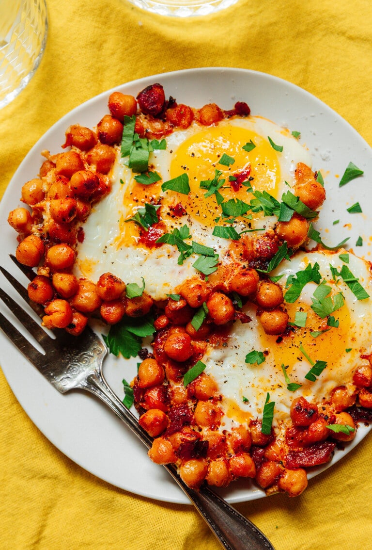 Smoky Chickpea Fried Eggs (4 Ingredients) | Live Eat Learn