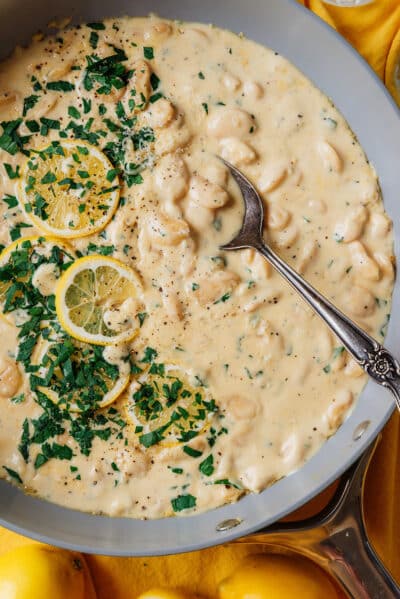Creamy Lemon Pepper Butter Beans Skillet | Live Eat Learn