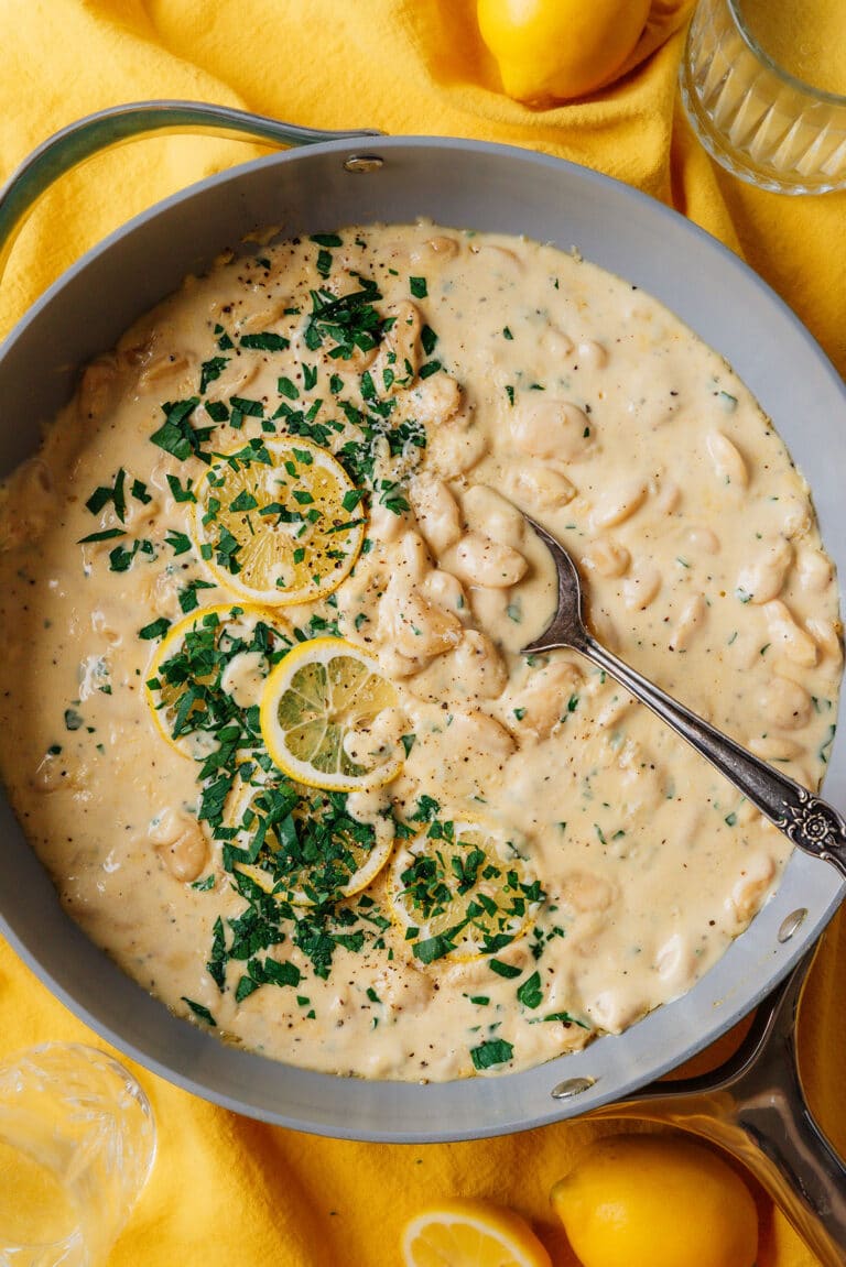 Creamy Lemon Pepper Butter Beans Skillet | Live Eat Learn