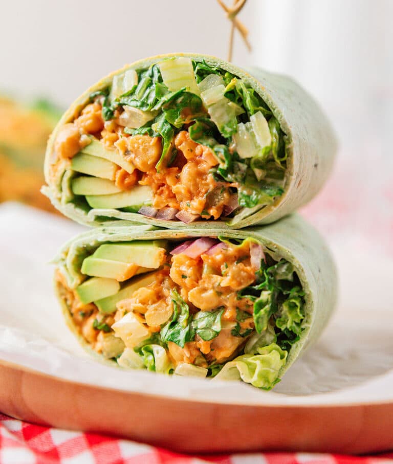 Mashed Buffalo Chickpea Wraps (With Avocado and Ranch) | Live Eat Learn