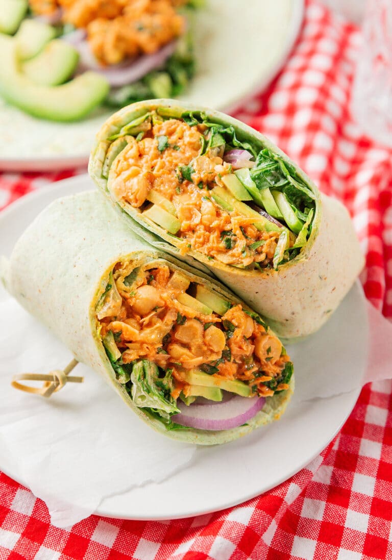 Mashed Buffalo Chickpea Wraps (With Avocado and Ranch) | Live Eat Learn