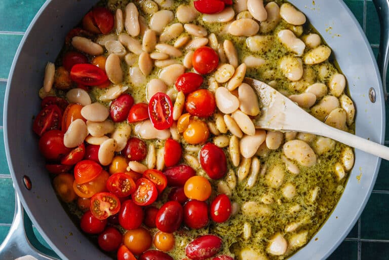 Creamy Pesto Butter Beans Skillet (6 Ingredients) | Live Eat Learn