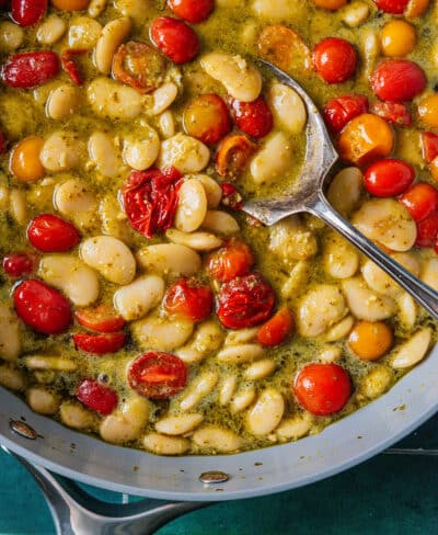 Creamy Pesto Butter Beans Skillet (6 Ingredients) | Live Eat Learn