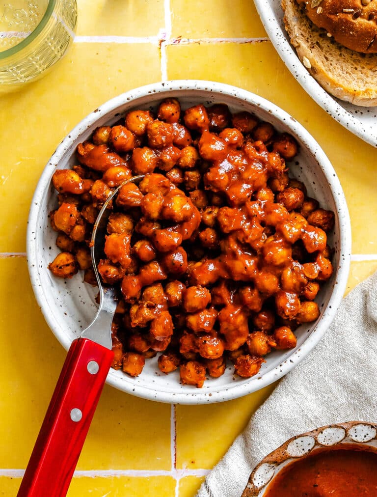 Sticky Roasted BBQ Chickpeas | Live Eat Learn