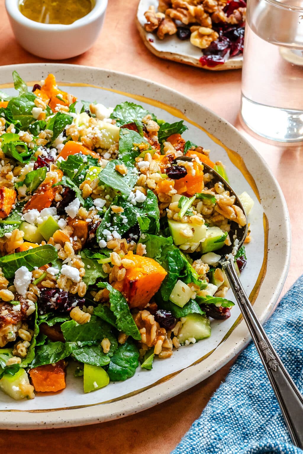 Fall Farro Salad With Butternut Squash & Maple Vinaigrette | Live Eat Learn