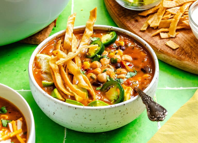 Creamy Chickpea Tortilla Soup (Ready In 30 Minutes) | Live Eat Learn