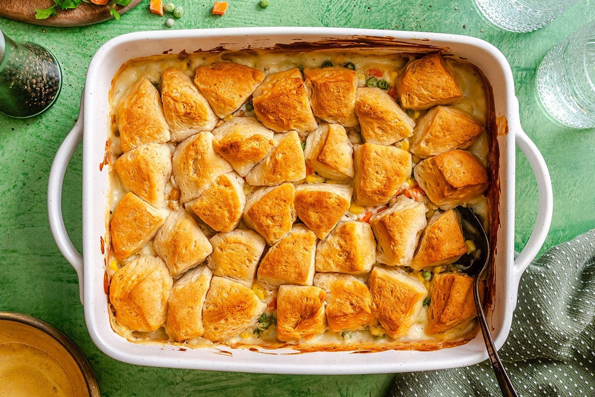Vegetable Pot Pie Casserole (Dump & Bake) | Live Eat Learn