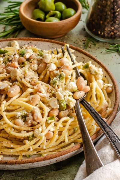 Dirty Martini Spaghetti (Dump & Bake) | Live Eat Learn